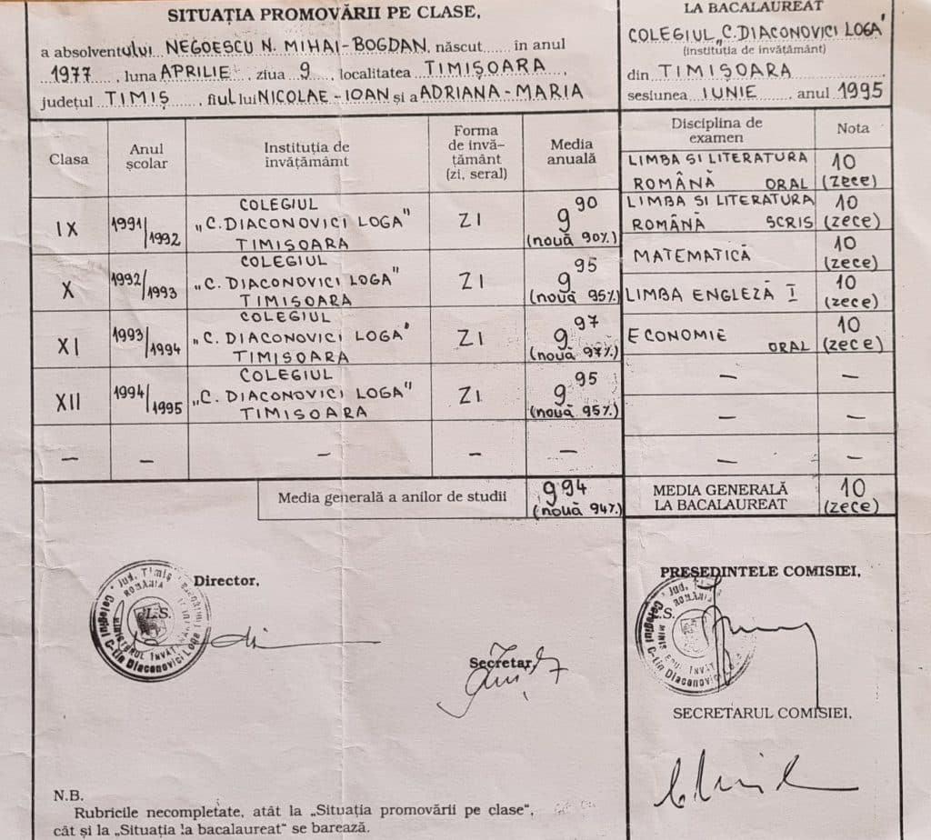 Diploma de BACALAUREAT a lui George Simion. Am avut media 9,69 | FOTO - George Simion